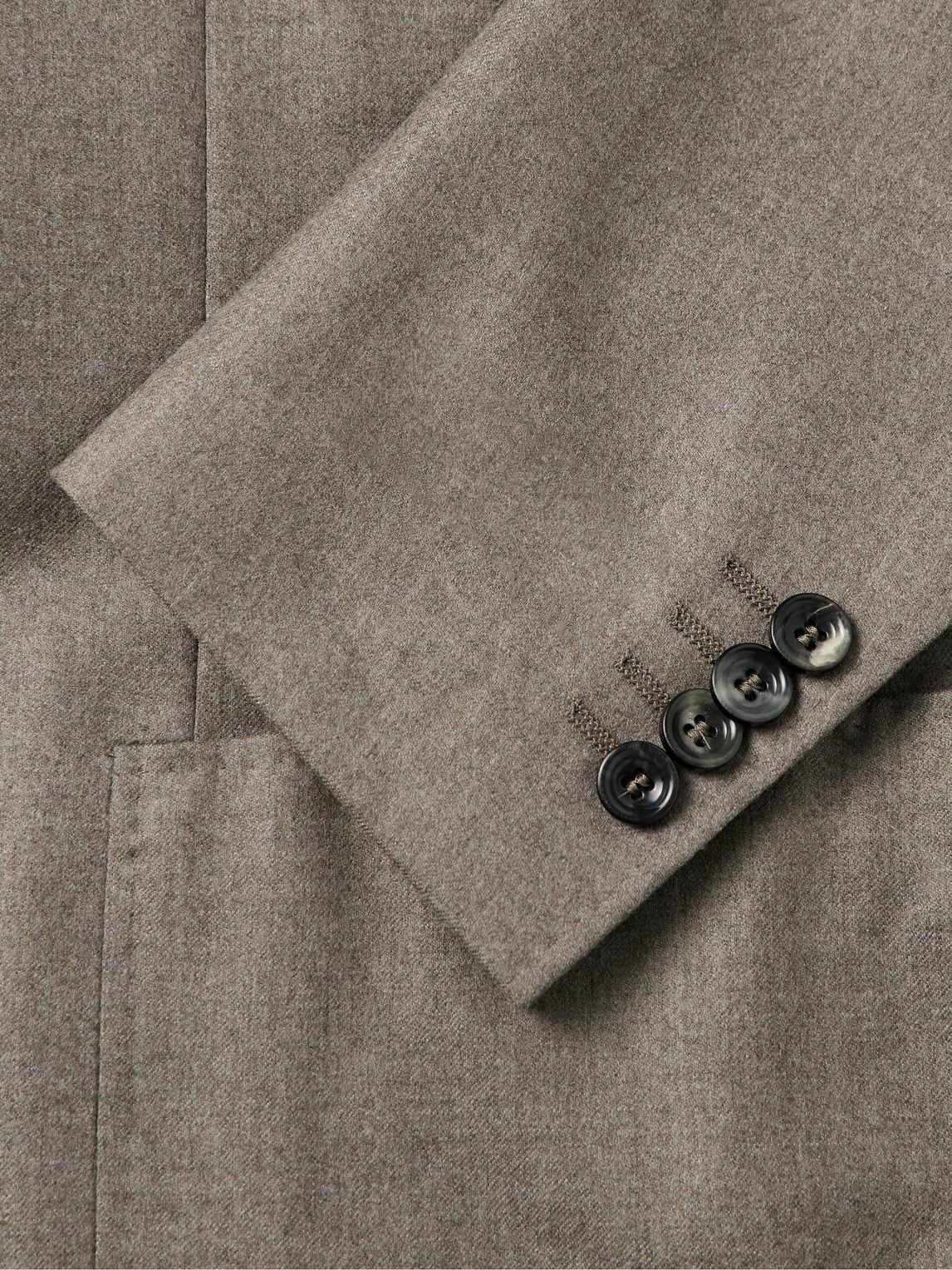 Canali - Kei Slim-Fit Double-Breasted Wool-Flannel Suit Jacket - Brown ...