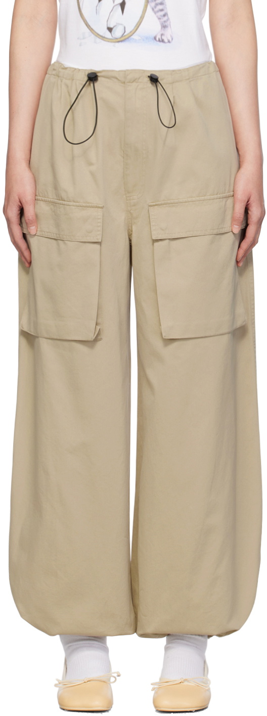 MM6 Maison Margiela Beige Bellows Lounge Pants MM6 Maison Margiela