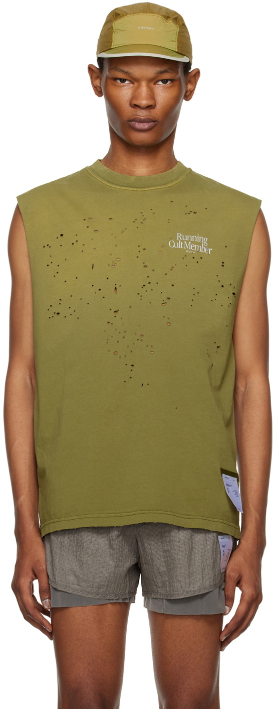 Satisfy Green Perforated Tank Top Satisfy