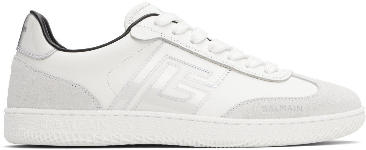 Balmain Gray & White Suede 'Balmain' Swan Sneakers Balmain