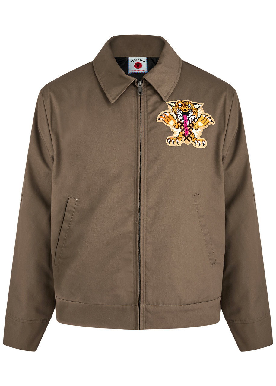 Ice Cream Logo-appliquéd Twill Jacket Brown ICECREAM