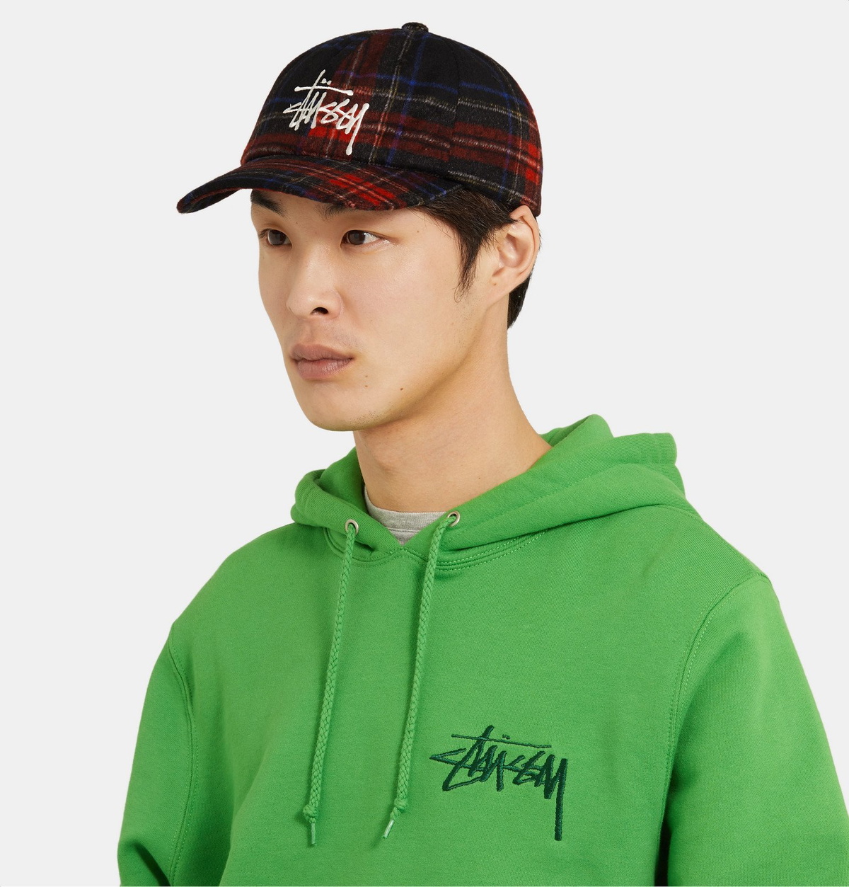 Stüssy - Logo-Embroidered Checked Flannel Baseball Cap - Black Stussy