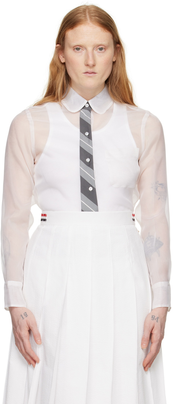 Thom Browne White Sheer Shirt Thom Browne