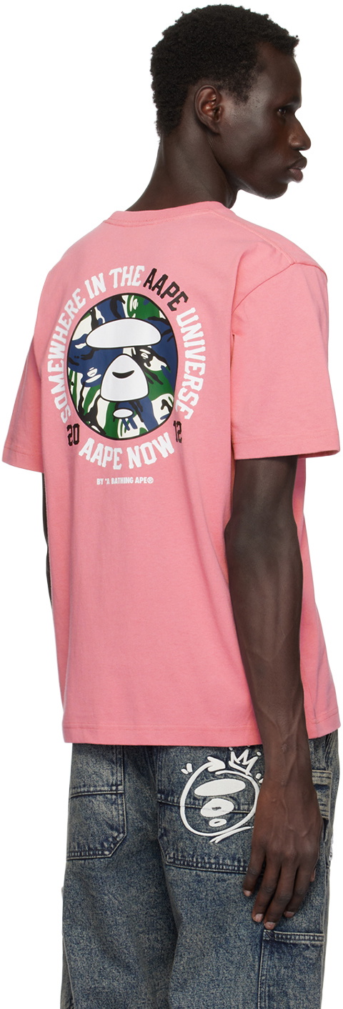 AAPE by A Bathing Ape Pink Logo Short Sleeve T-shirt AAPE by A Bathing Ape