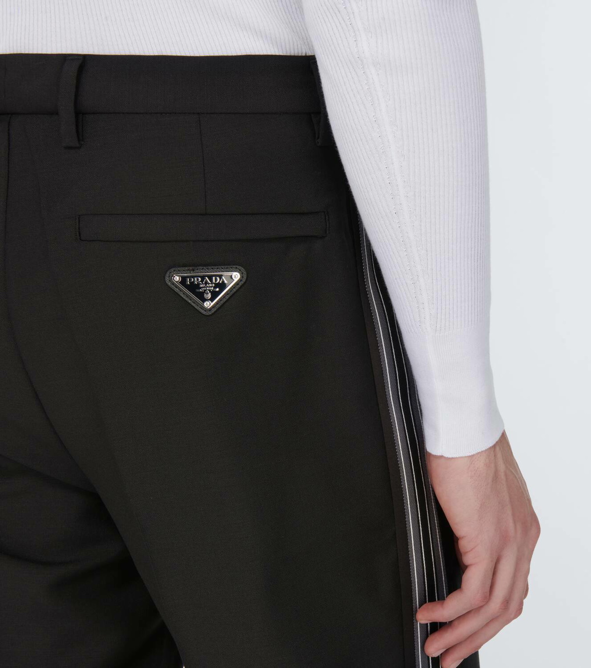 Prada Mohair and wool logo pants Prada