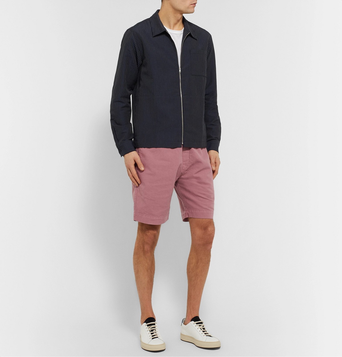 YMC - Jay Cotton and Linen-Blend Drawstring Shorts - Pink YMC