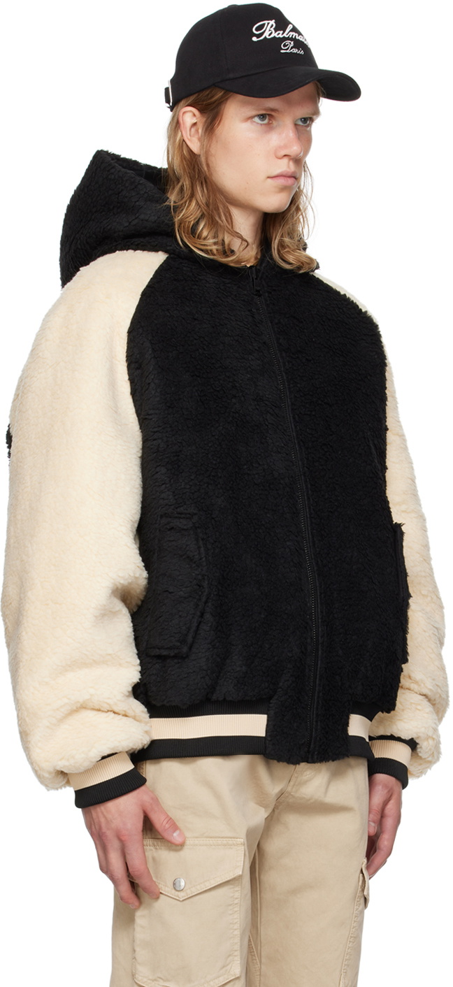 Balmain Black & Off-White Varsity-Style Reversible Jacket Balmain