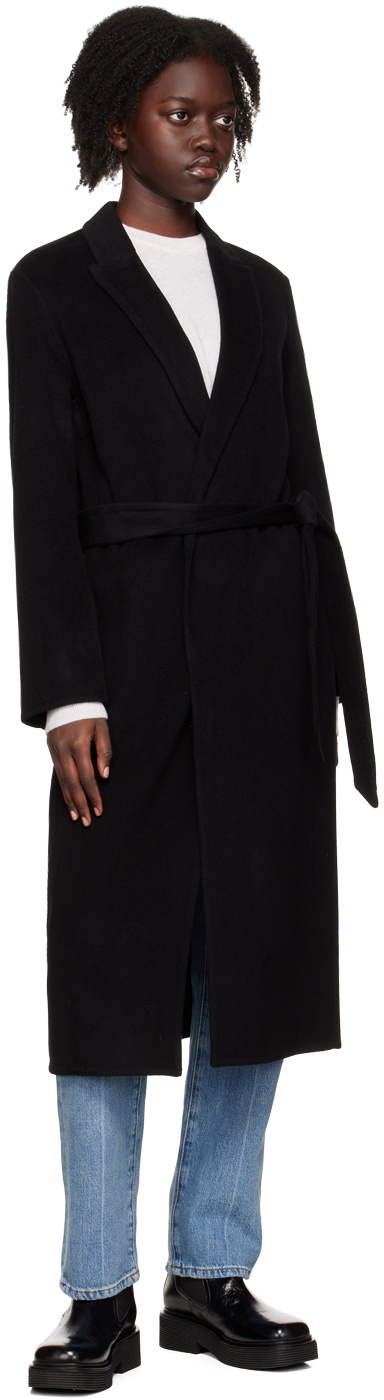 Vince Black Notched Lapel Coat Vince