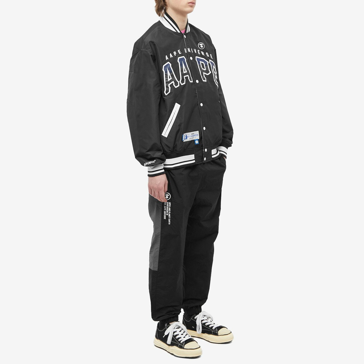 Men's AAPE Reversable Varsity Jacket in Black/Grey AAPE by A Bathing Ape