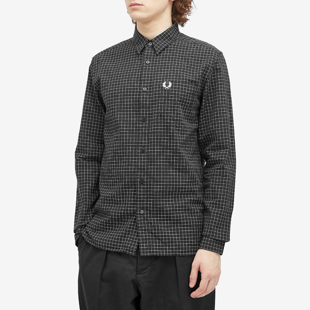 Fred Perry Men's Grid Check Shirt in Black Fred Perry