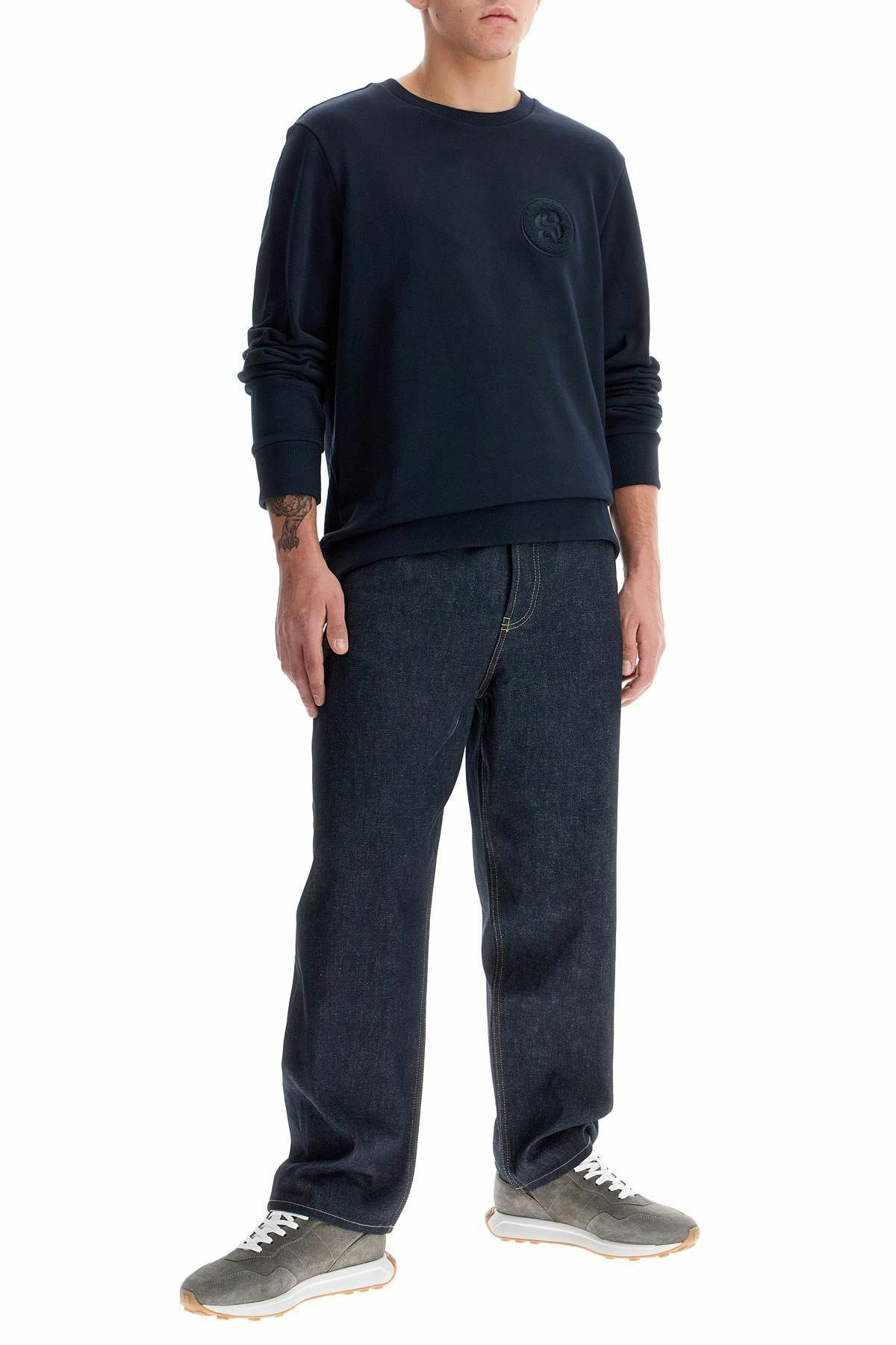 BOSS crewneck sweatshirt with double mon Blue BOSS