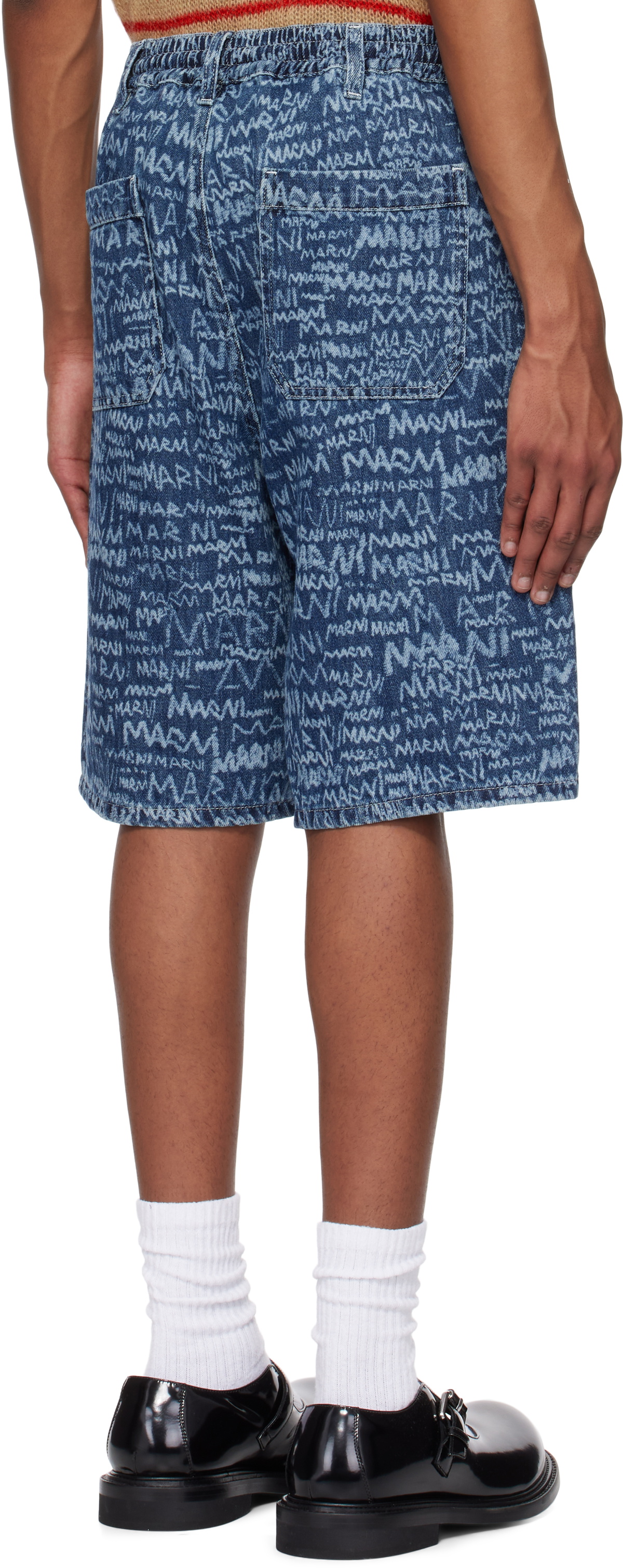 Marni Blue Bleached Lasered Denim Shorts Marni