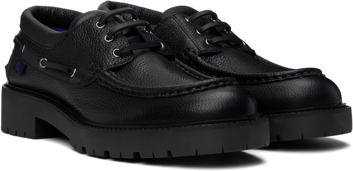 Burberry Black Leather Raft Boat Shoes Burberry