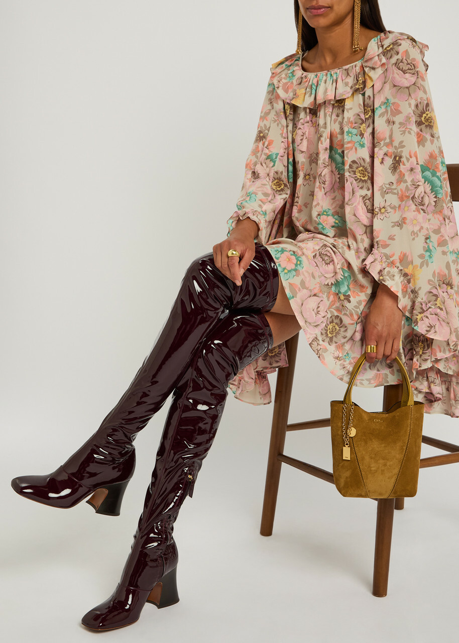 Chloe Janis Glossed-leather Over-the-knee Boots Burgundy Chloe