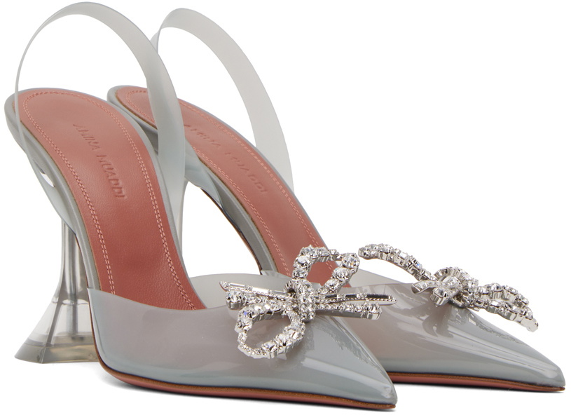 Amina Muaddi Gray Rosie Glass Sling Heels Amina Muaddi