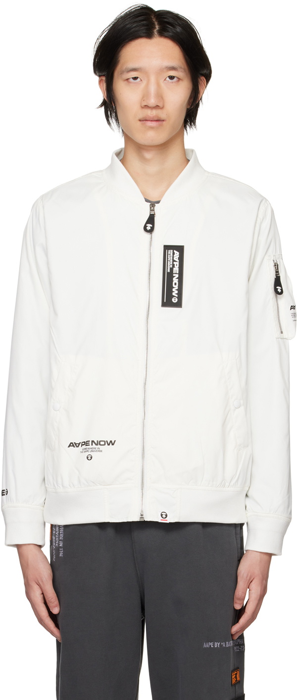AAPE by A Bathing Ape Off-White Now Light Weight Bomber Jacket AAPE by ...