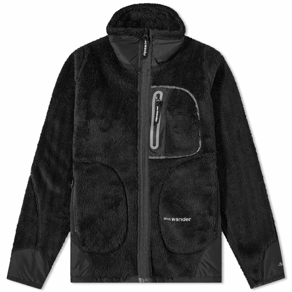 And Wander Men's High Loft Fleece Jacket in Black and Wander