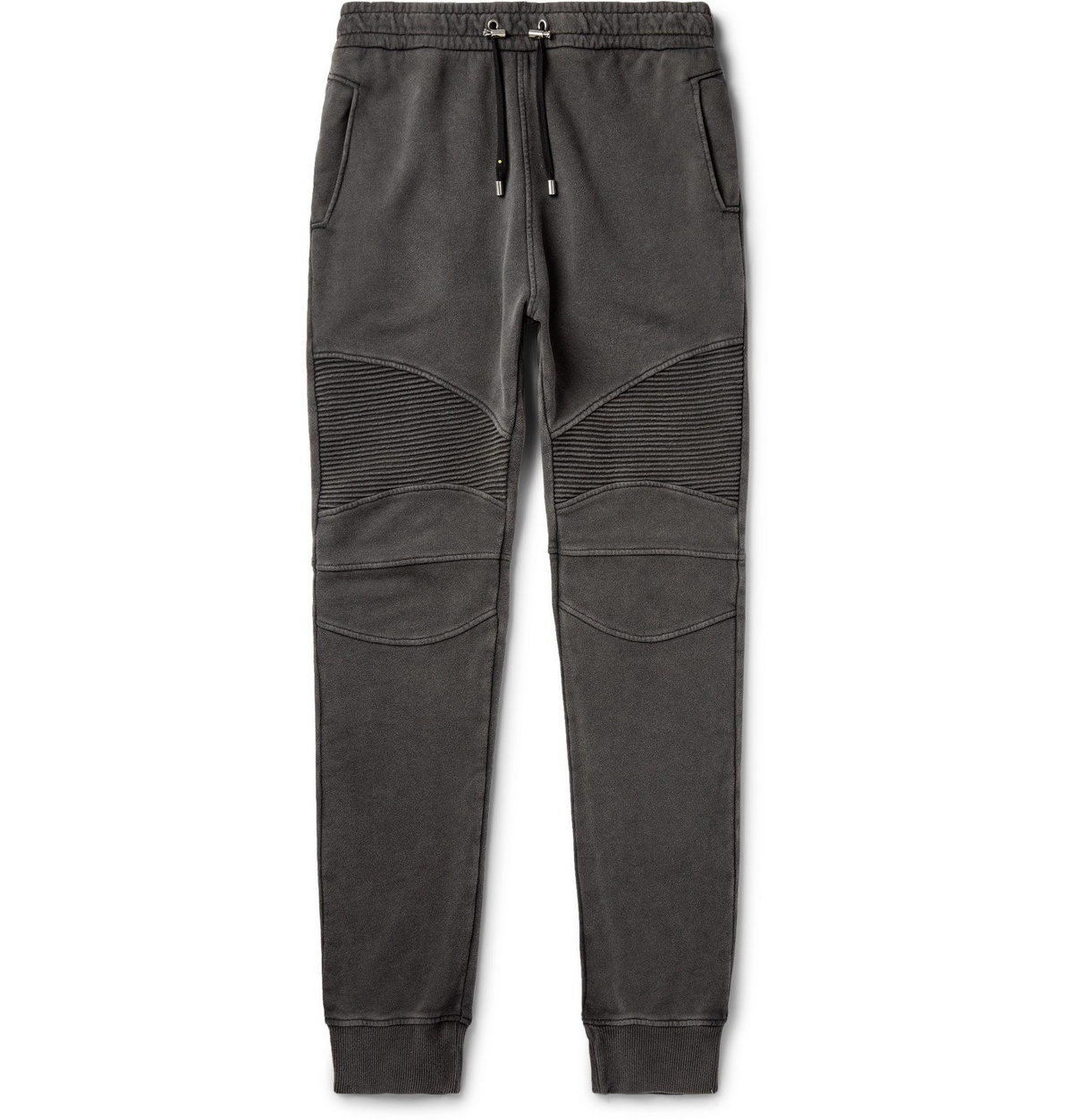Balmain - Slim-Fit Panelled Loopback Cotton-Blend Jersey Sweatpants ...