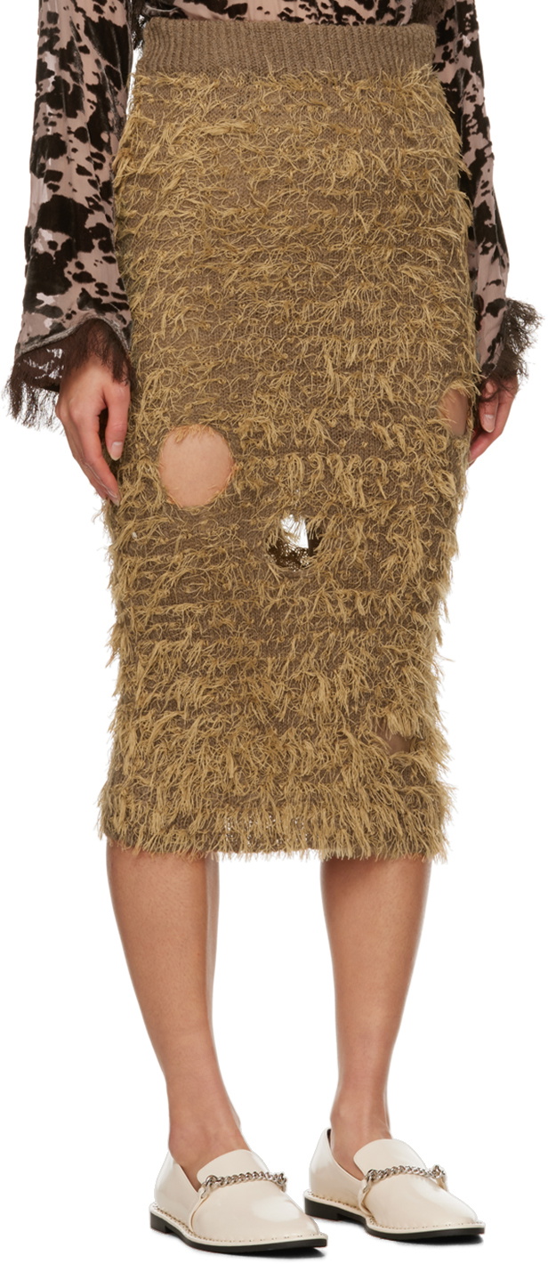 Acne Studios Brown Cutout Midi Skirt Acne Studios