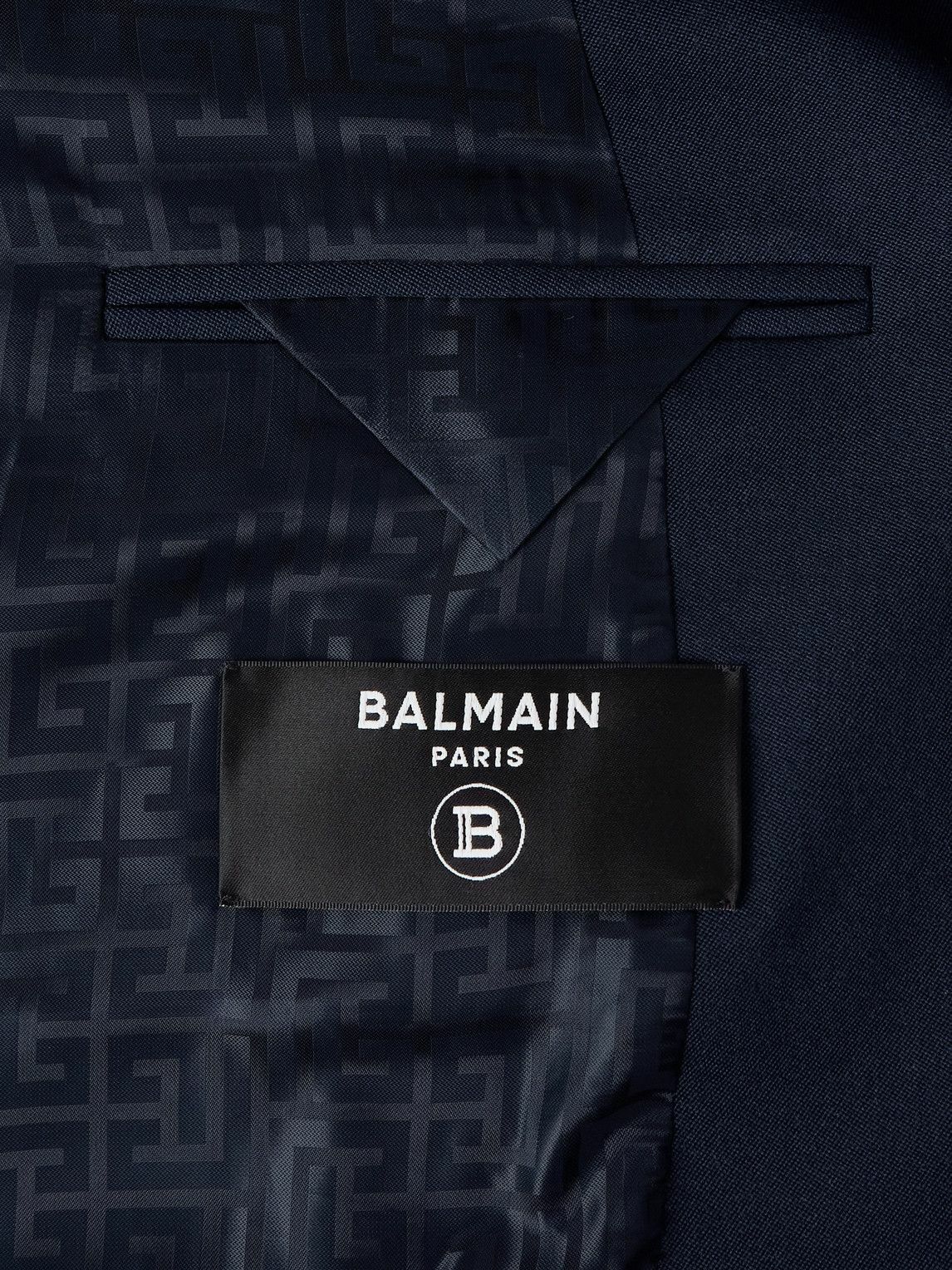 Balmain - Double-Breasted Grain De Poudre Wool Blazer - Blue Balmain