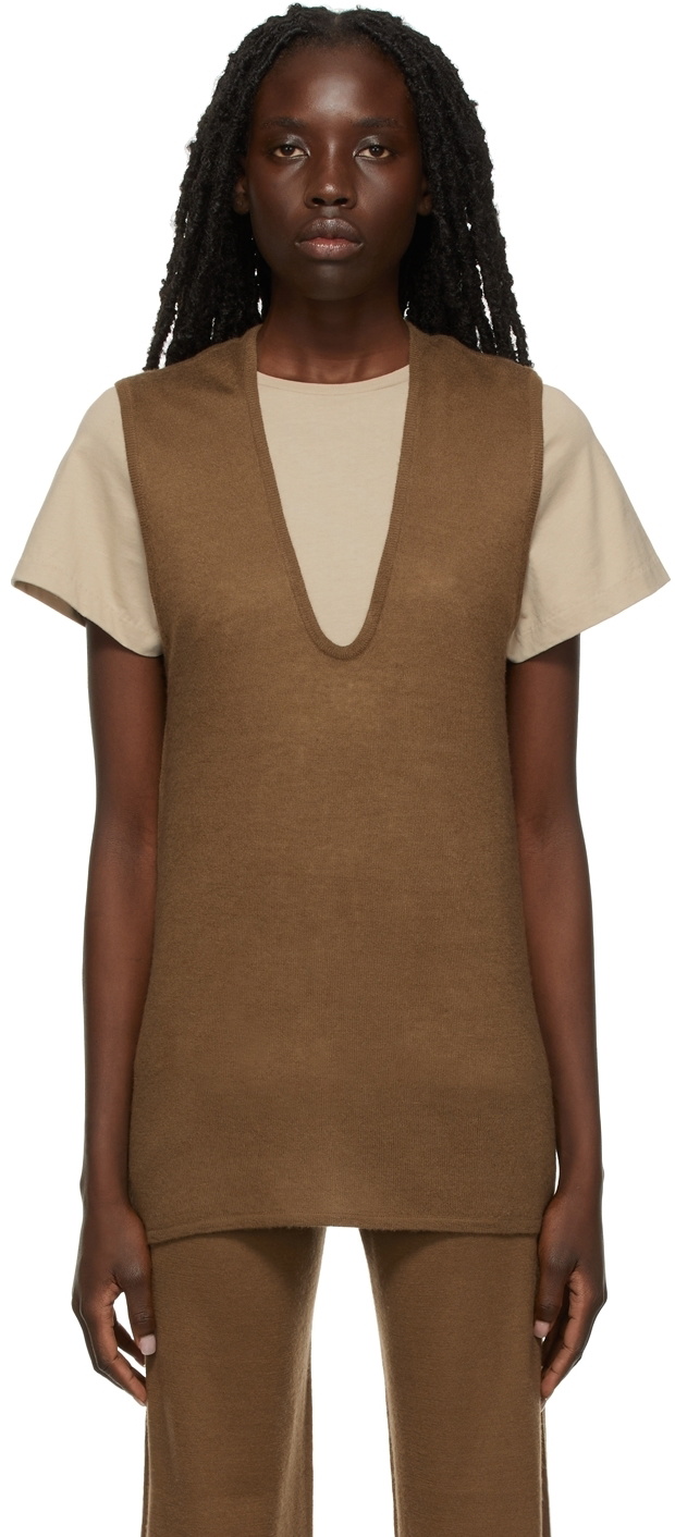 Frenckenberger Tan Loose Knit Tank Top Frenckenberger
