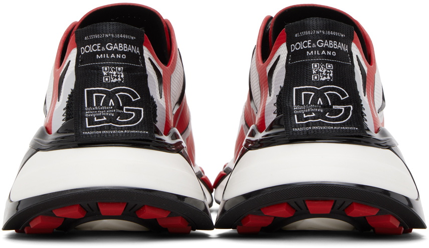 Dolce & Gabbana Red & Black Mesh Fast Sneakers Dolce & Gabbana