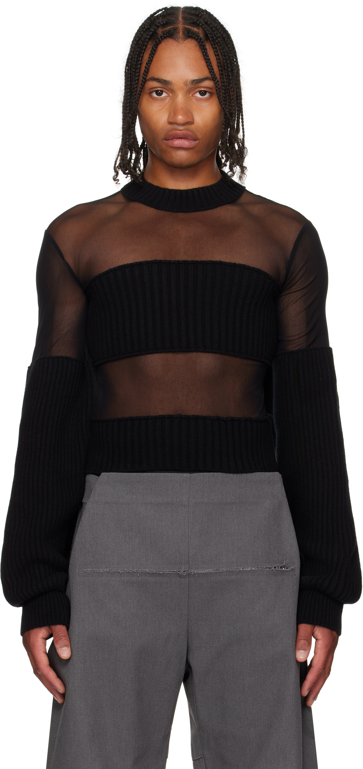 Jean Paul Gaultier Black Mesh Cut Out Details Top Jean Paul Gaultier