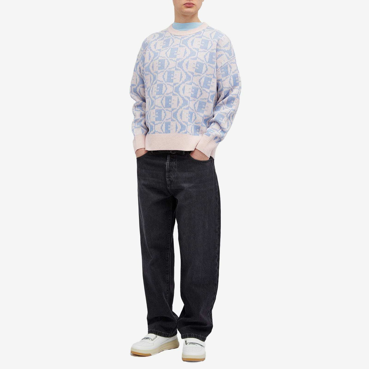Acne Studios Men's Katch 2 Tone Face Jumper in Faded Pink Melange/Light ...