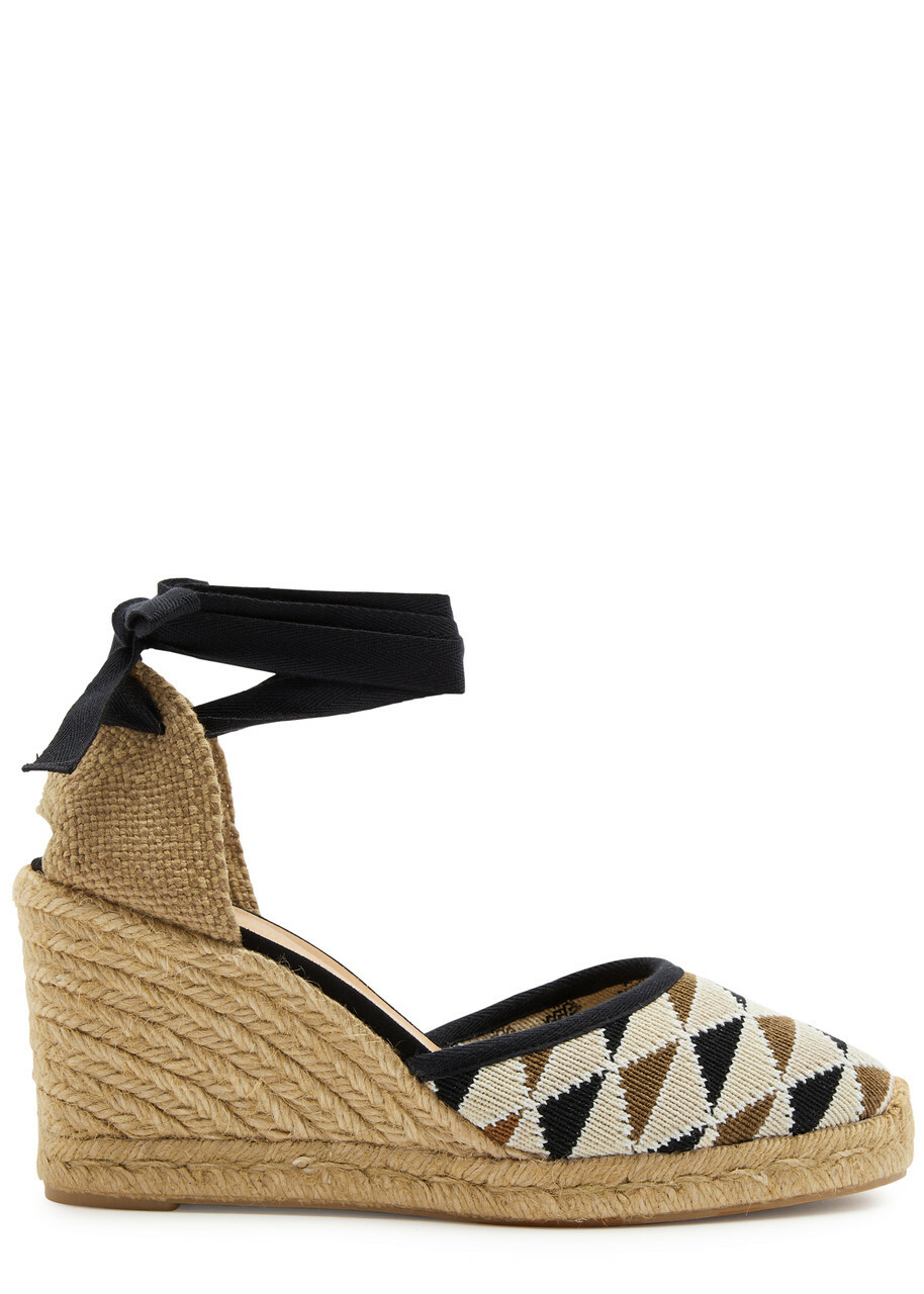 Castañer Cilia 80 Knitted Wedge Espadrilles Black Castaner