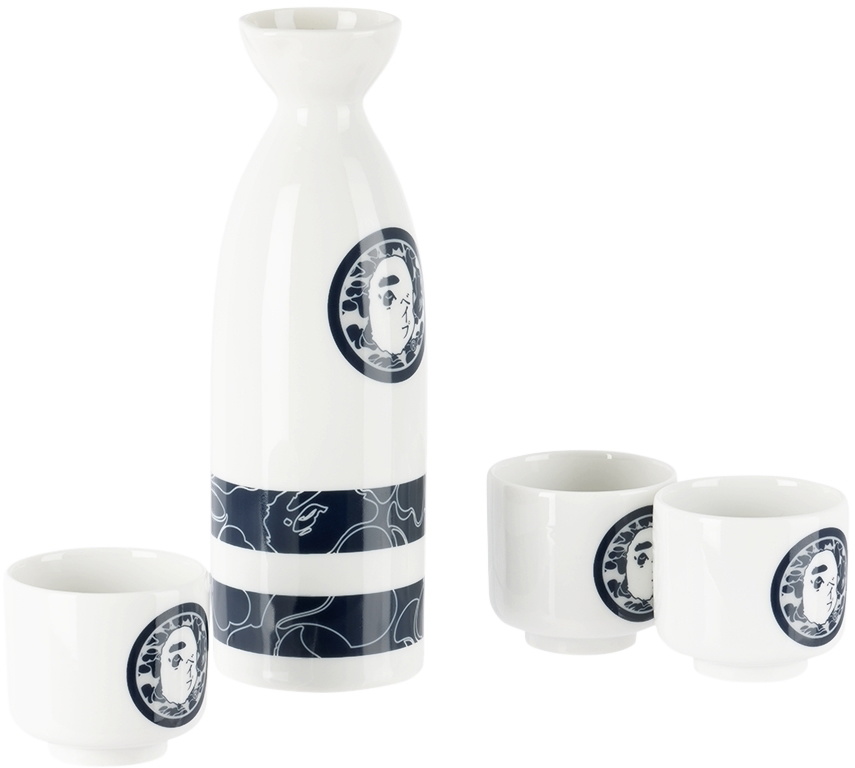 BAPE White & Blue Kamon Sake Set A Bathing Ape