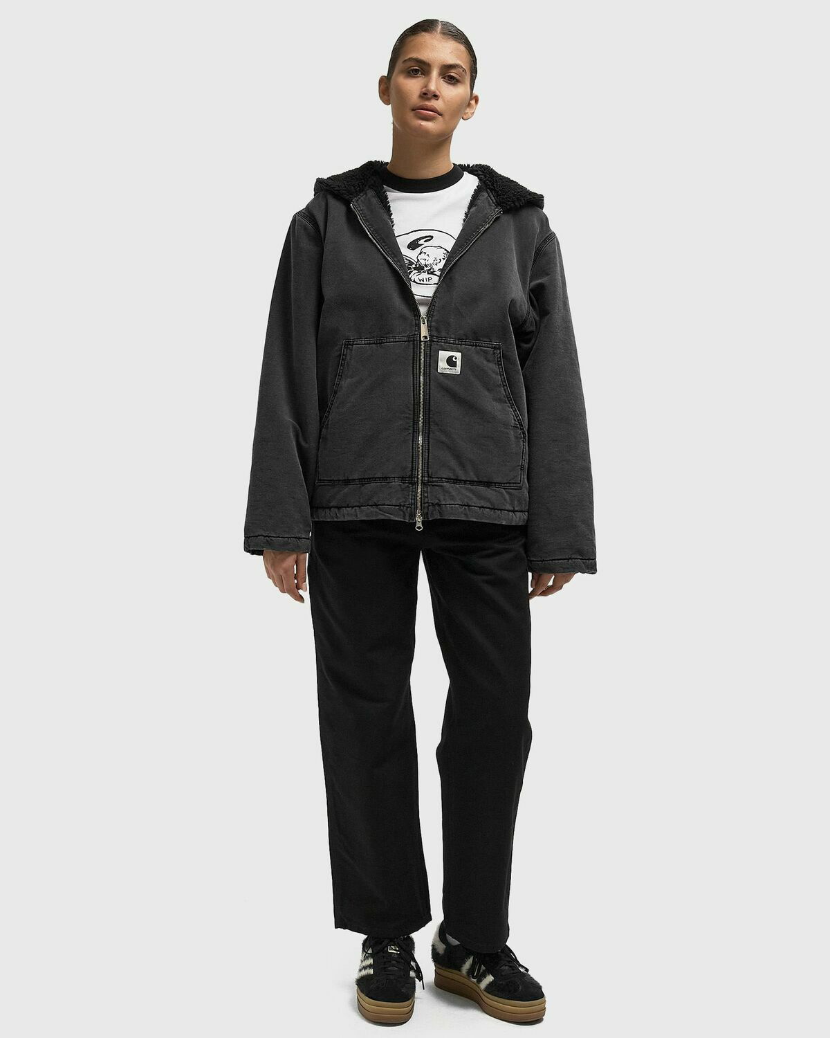 Carhartt WIP Hooded Mitch Jacket Grey Womens Parka Carhartt WIP