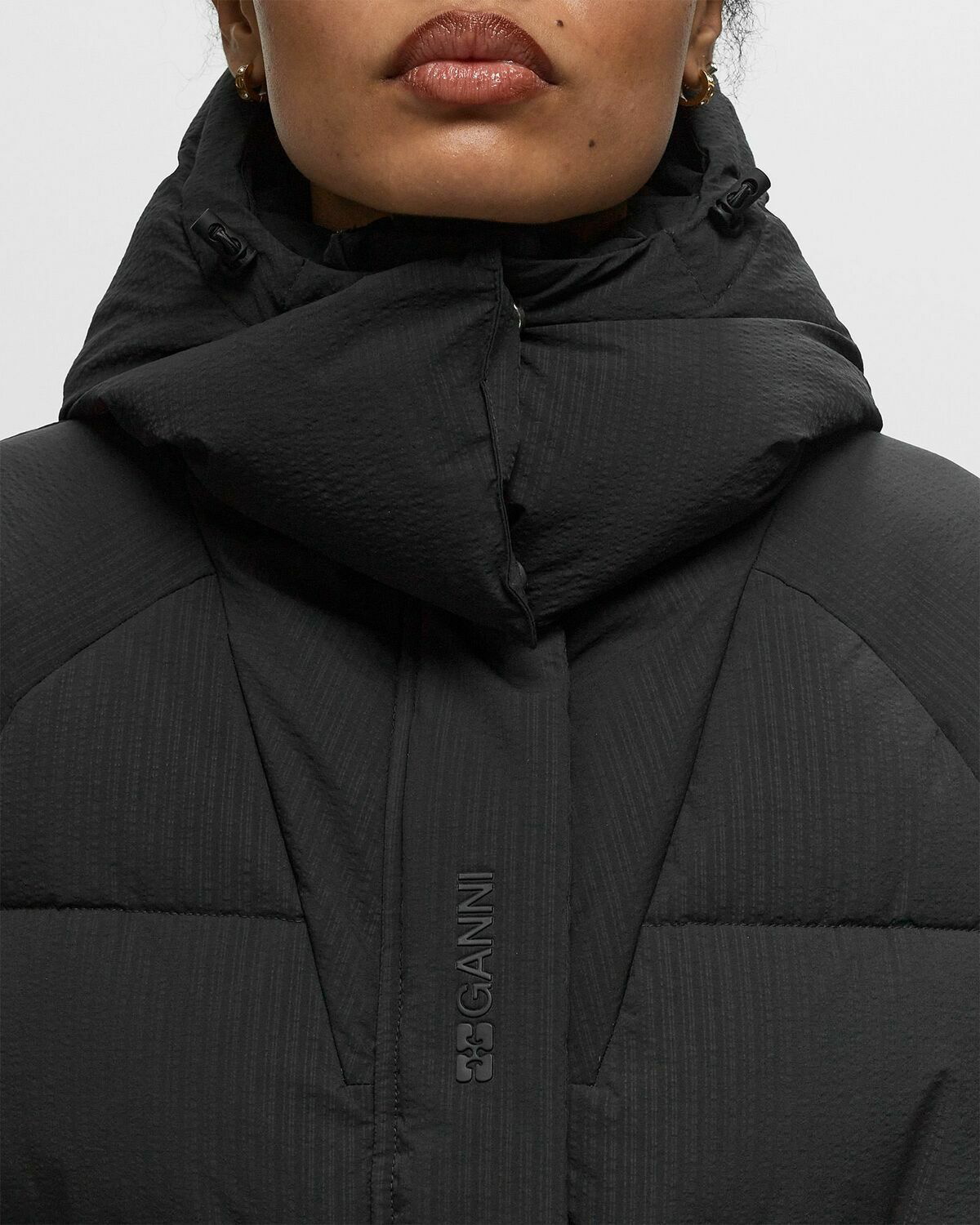 Ganni Tech Seersucker Puffer Coat Black Coats/Down & Puffer Jackets GANNI