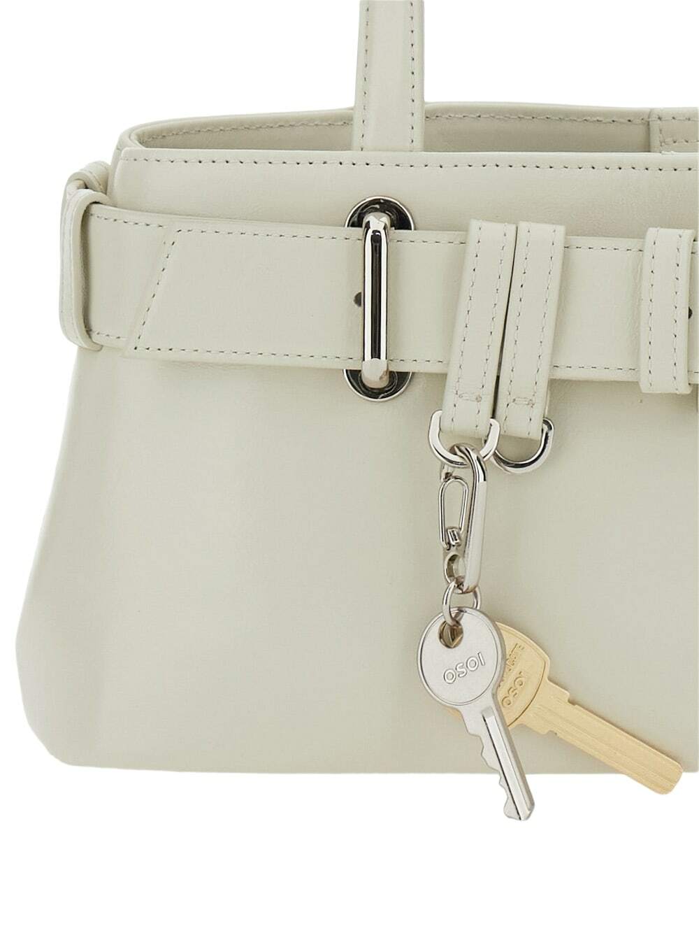 OSOI brocle White Shoulder Bag With Belt And Pendant Key Details In ...