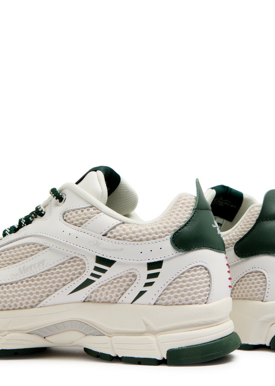 Mercer Re-run Panelled Mesh Trainers White And Green Mercer