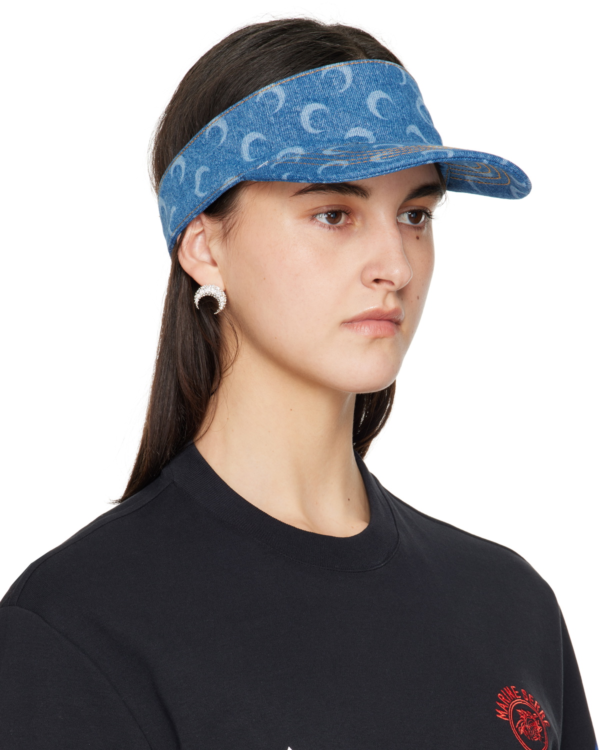 Marine Serre Blue Moon Laser Denim Visor Cap Marine Serre