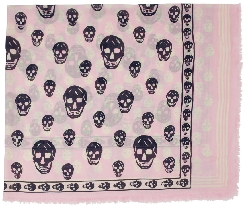 Alexander McQueen Pink & Navy Classic Biker Scarf Alexander McQueen