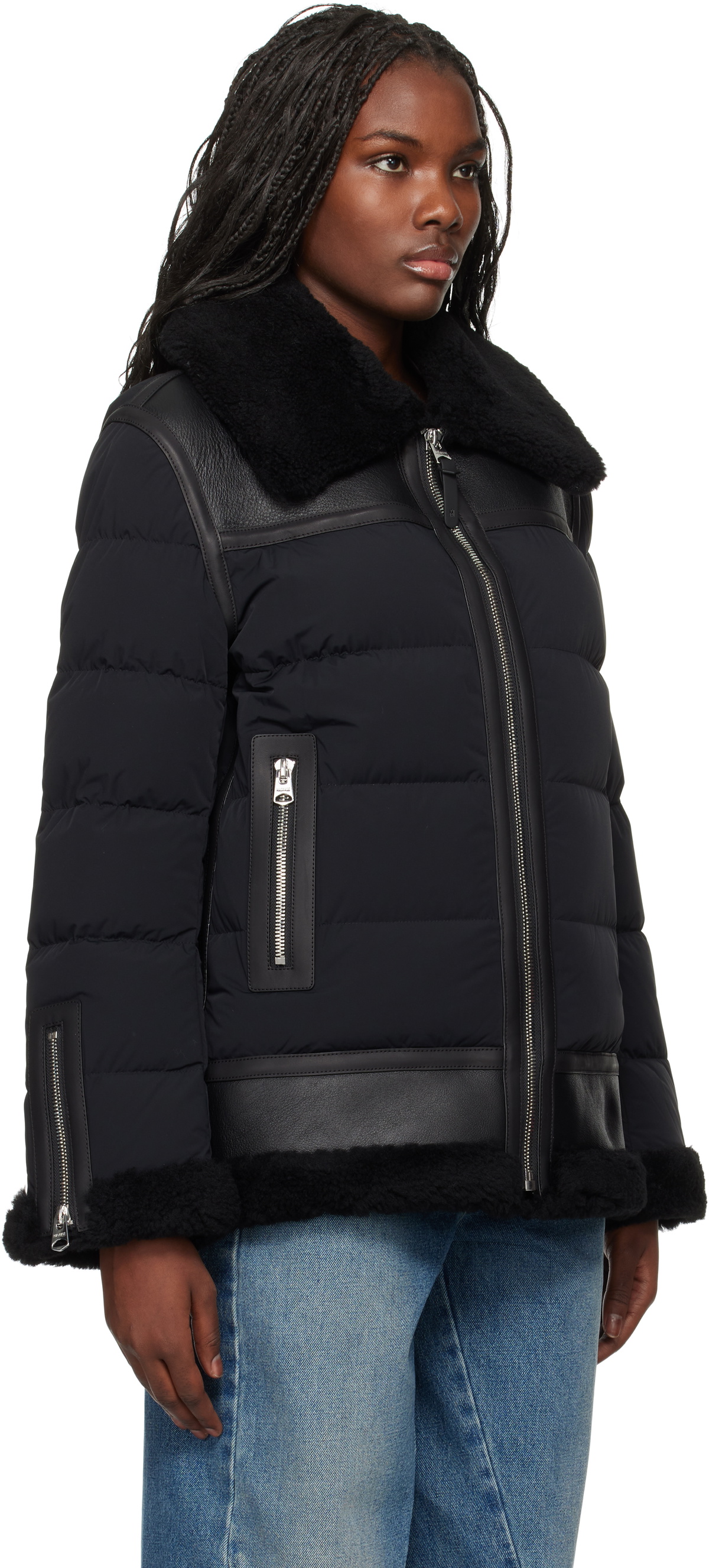 MACKAGE Black Vanna Down Shearling Jacket Mackage