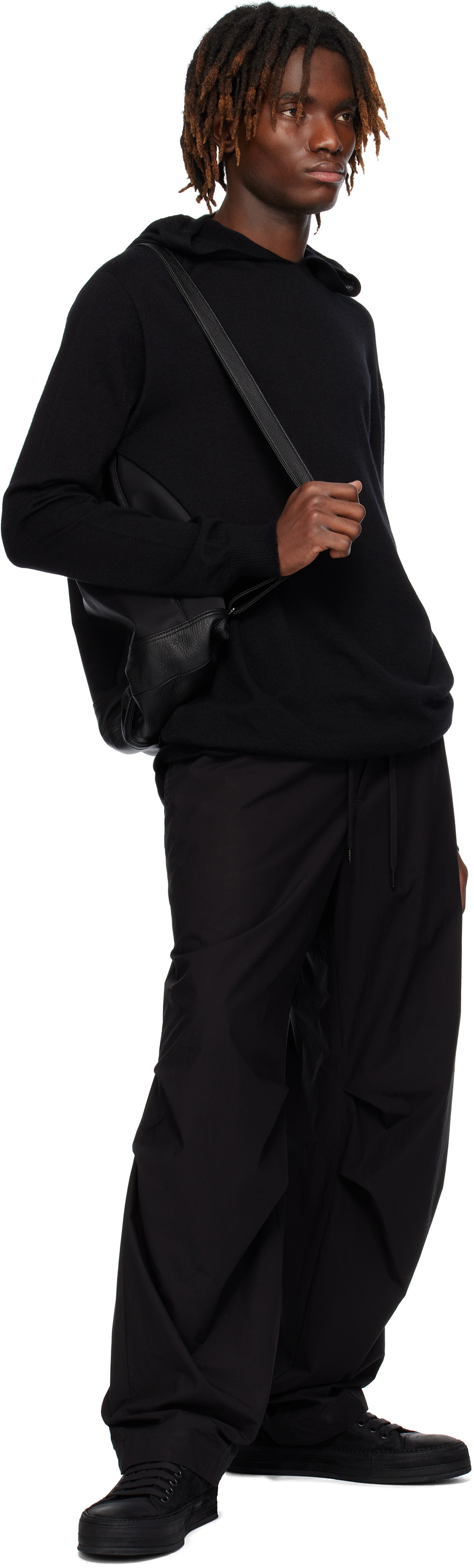 DEVOA Black Baggy High Waisted Trousers