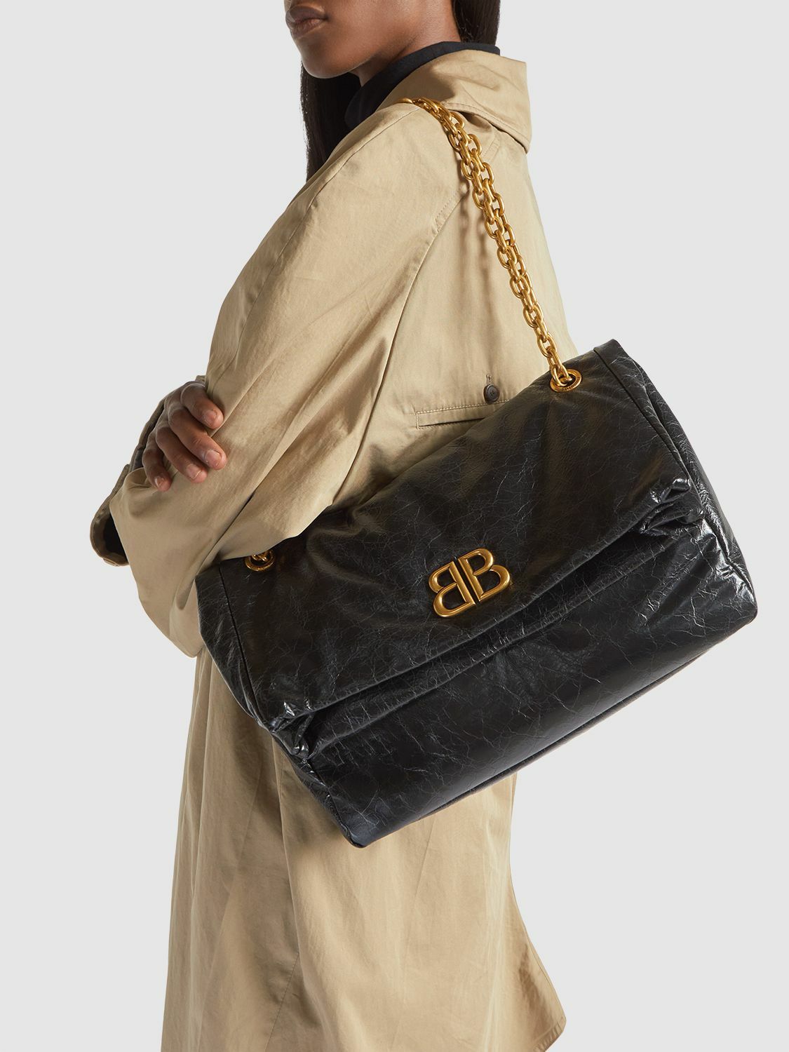 BALENCIAGA - Medium Monaco Leather Shoulder Bag Balenciaga