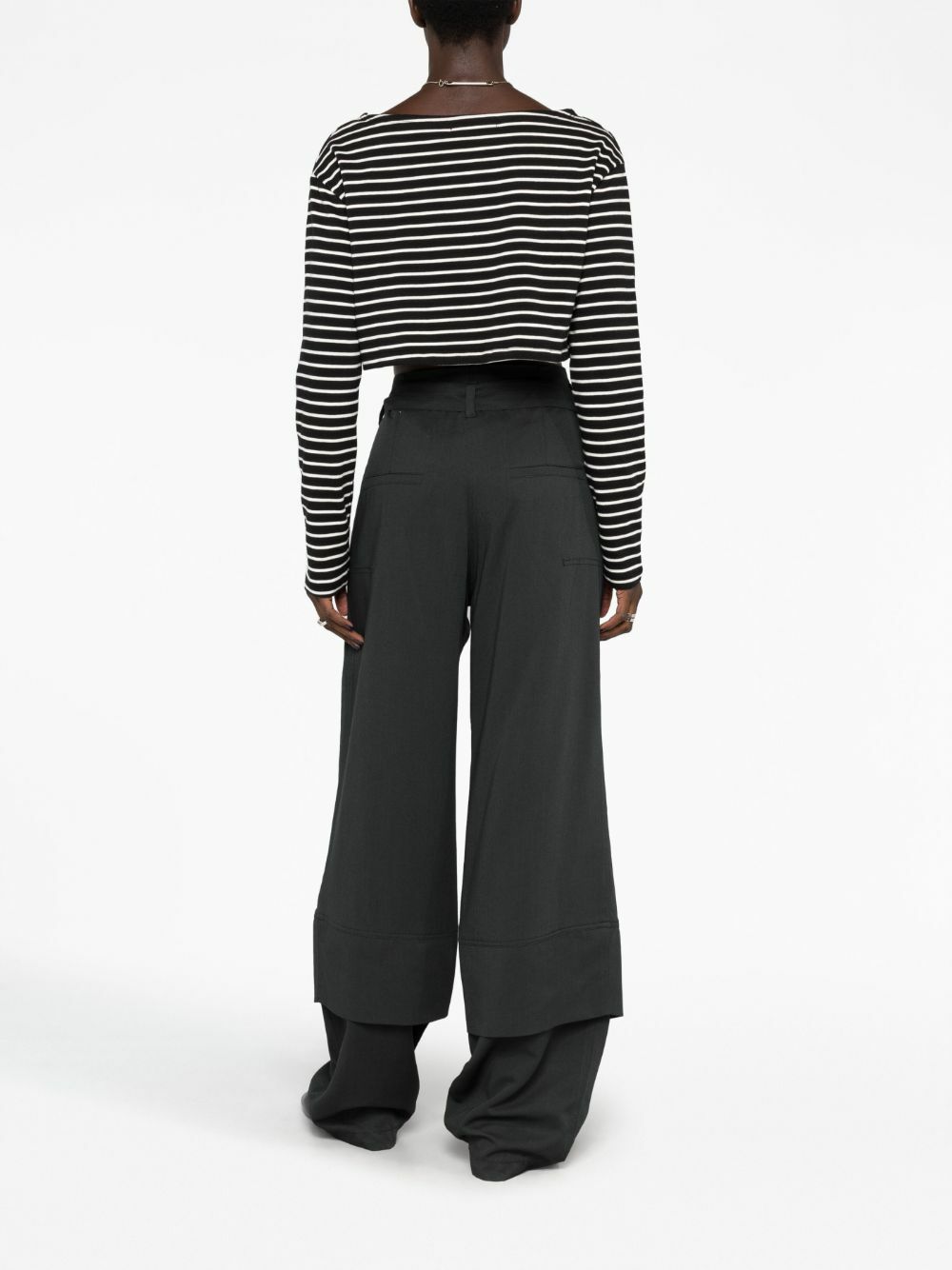 Low Classic Grey Double Belted Wide Leg Trousers Low Classic