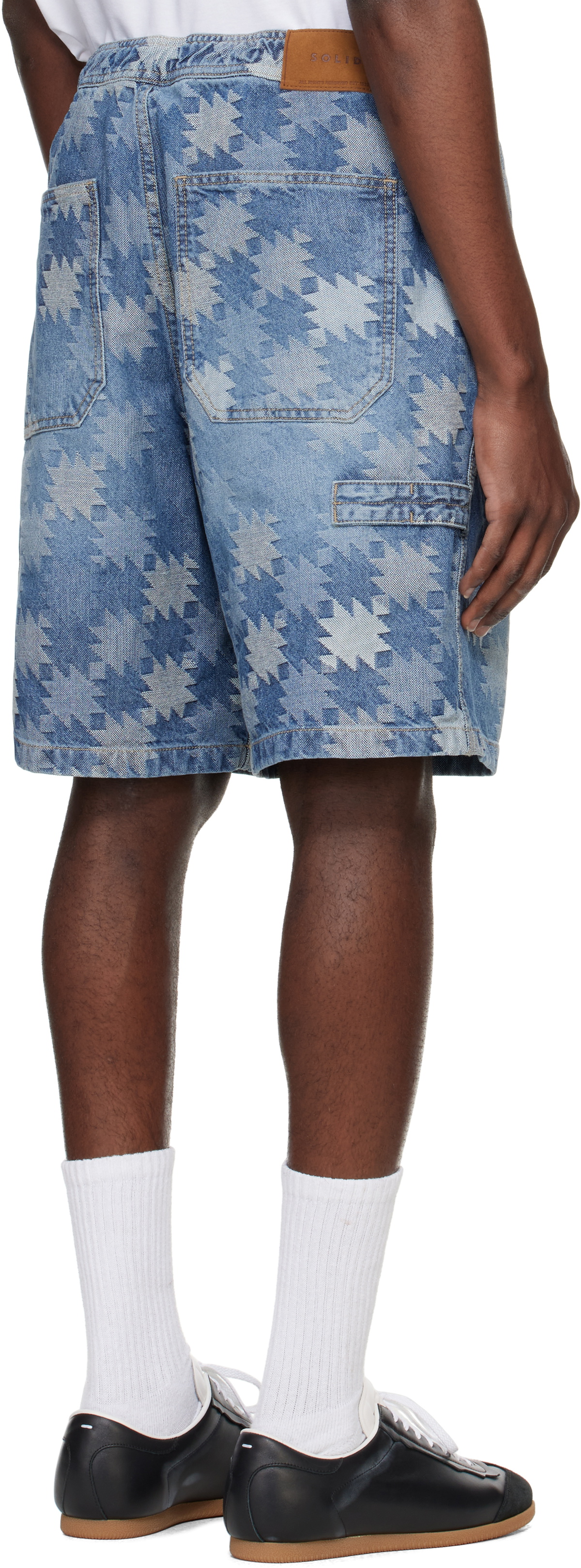 Solid Homme Blue Graphic Pattern Denim Shorts Solid Homme