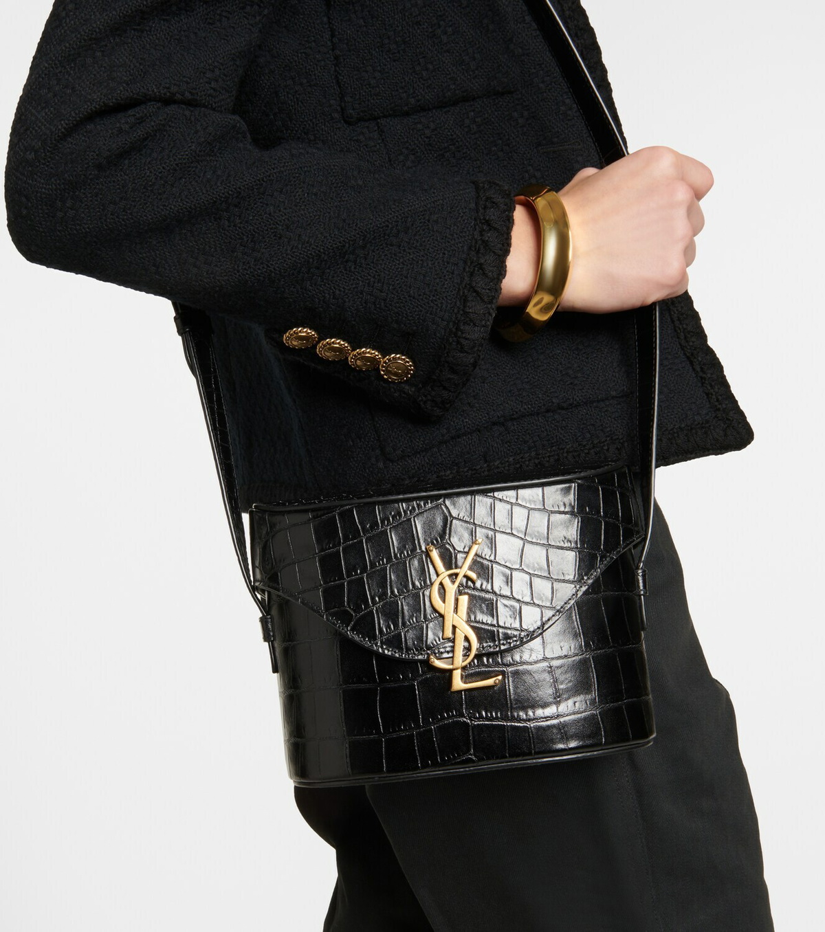 Saint Laurent - June croc-effect leather shoulder bag Saint Laurent