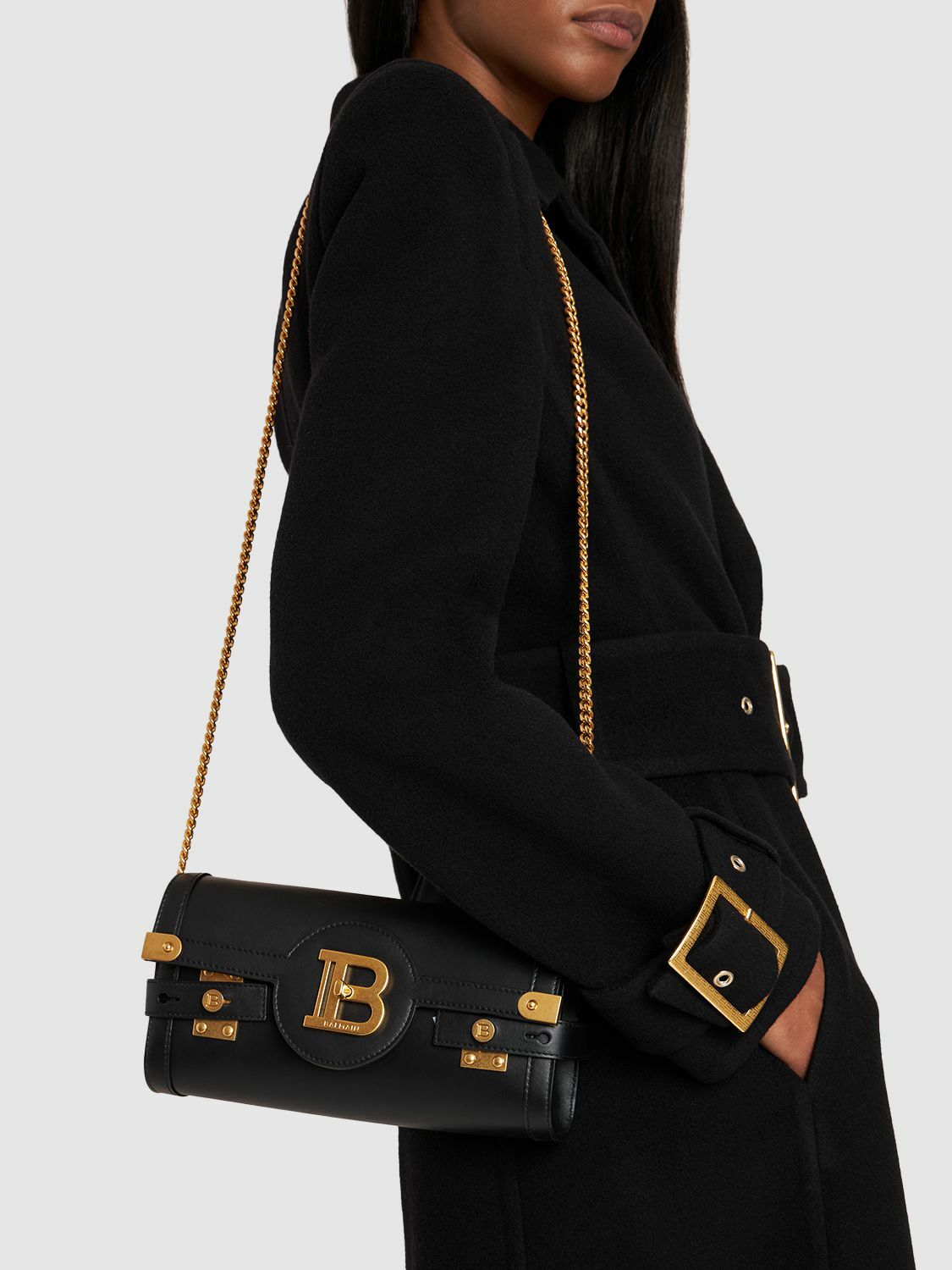 BALMAIN Bbuzz 23 Leather Pouch With Chain Balmain