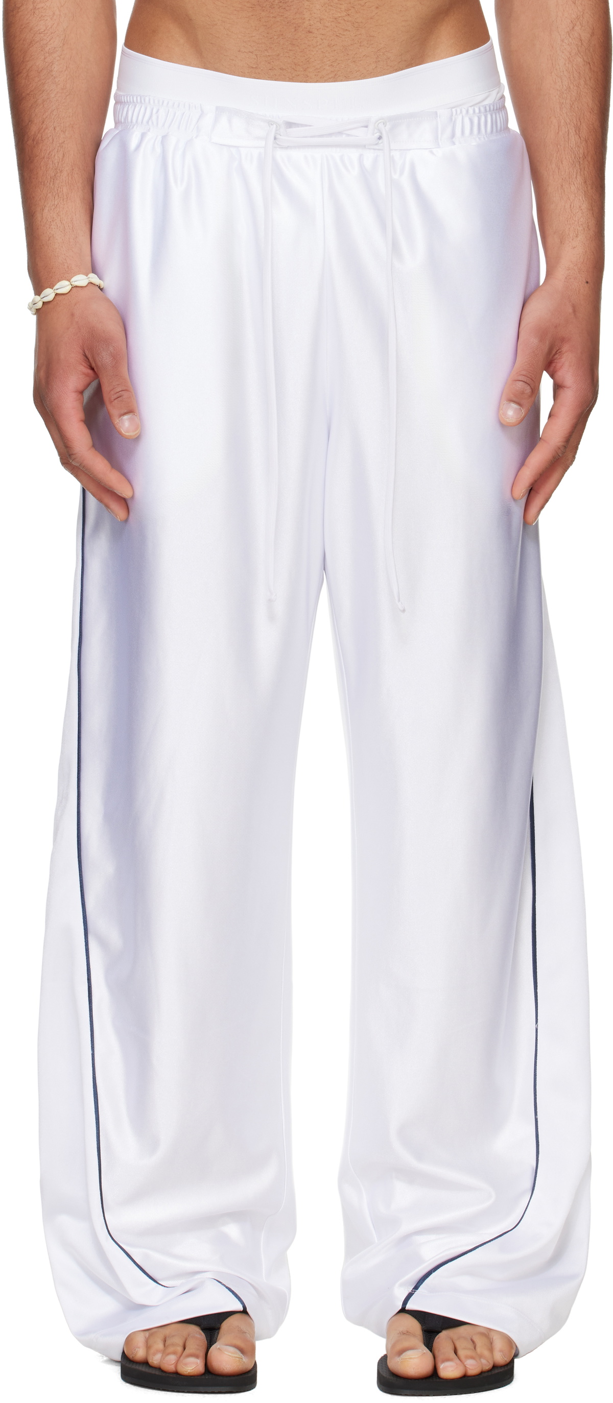 Raimundo Langlois White Satin Track Pants Raimundo Langlois