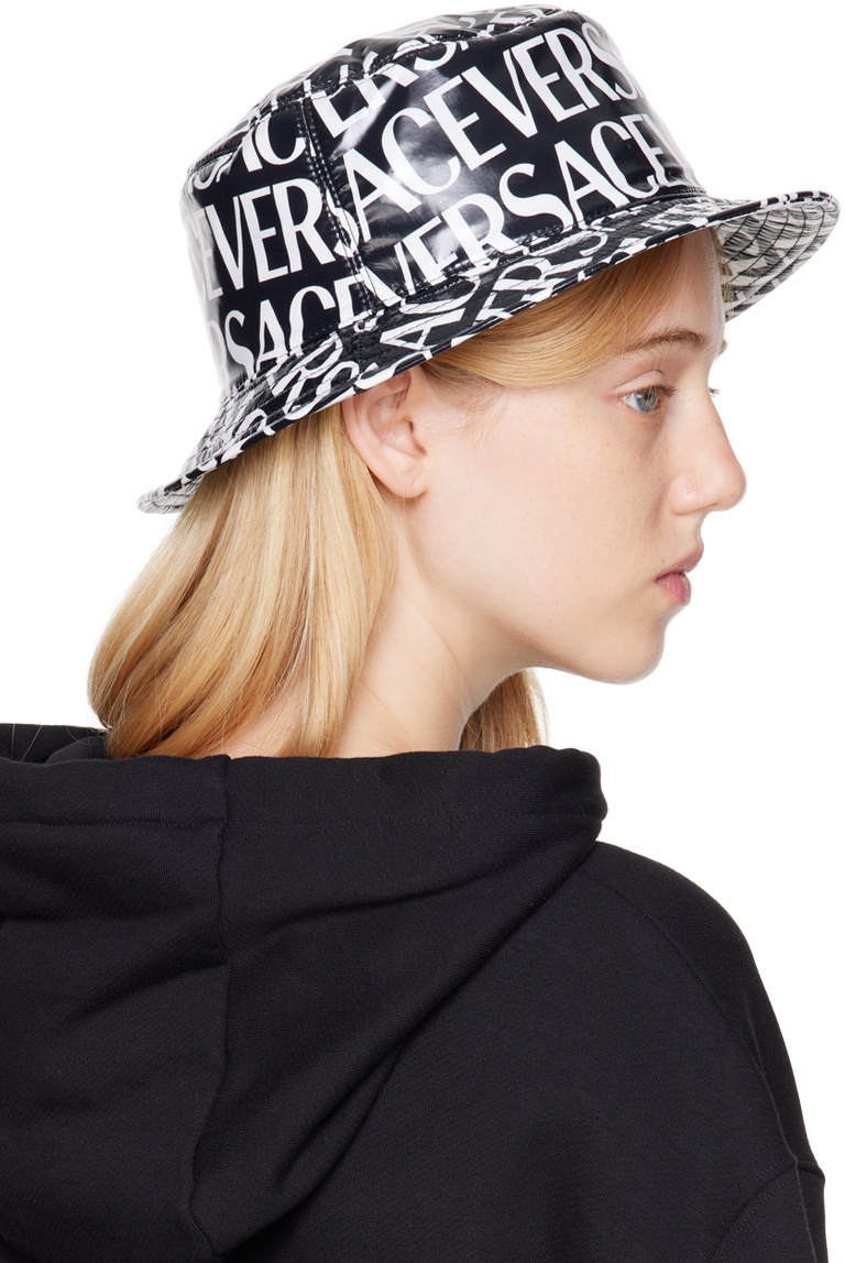 Versace Black Allover Bucket Hat Versace