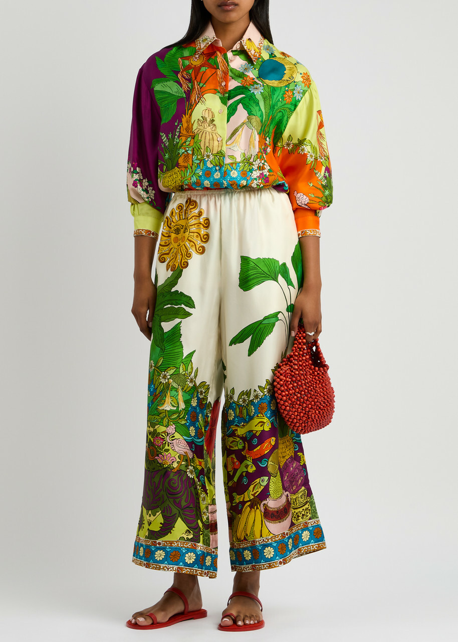 Alemais Tiger Printed Silk Shirt Multicoloured ALÉMAIS