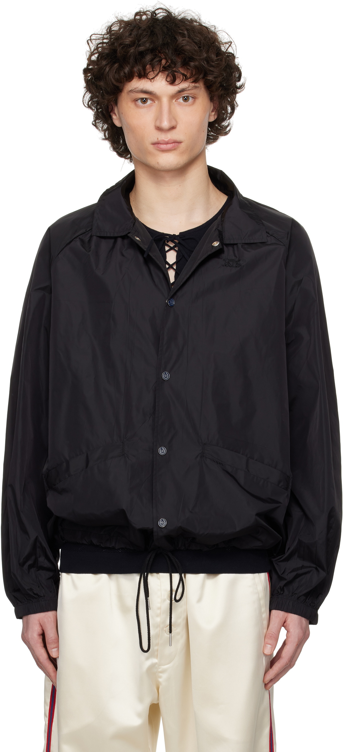 Bode Black Nylon Track Jacket Bode