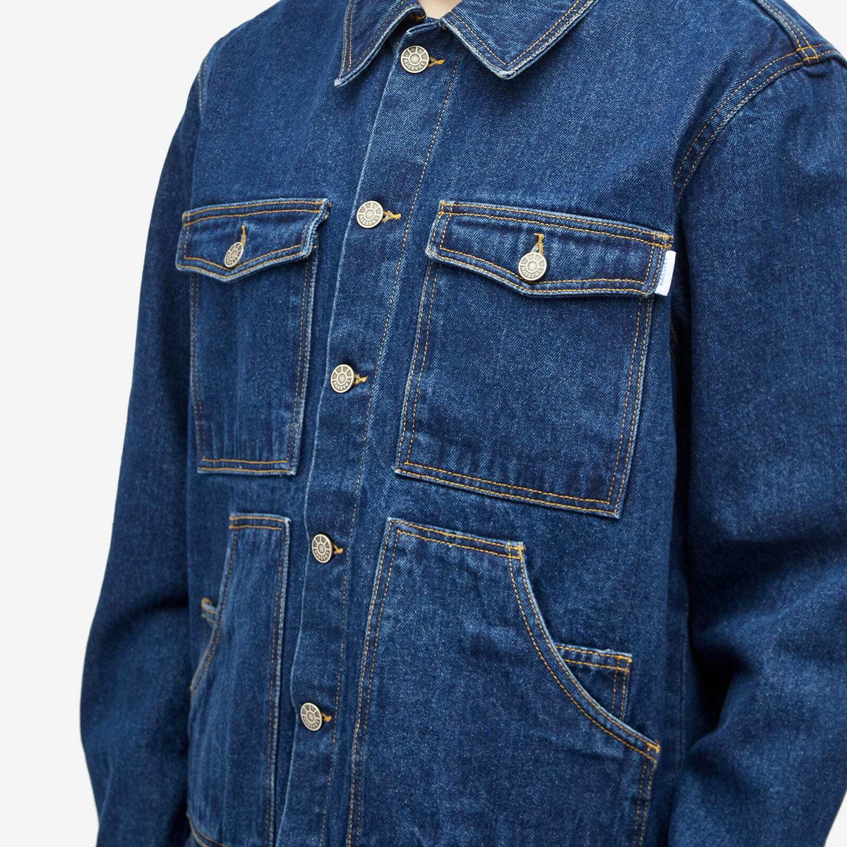 PACCBET Men's Typo Denim Jacket in Dark Blue PACCBET