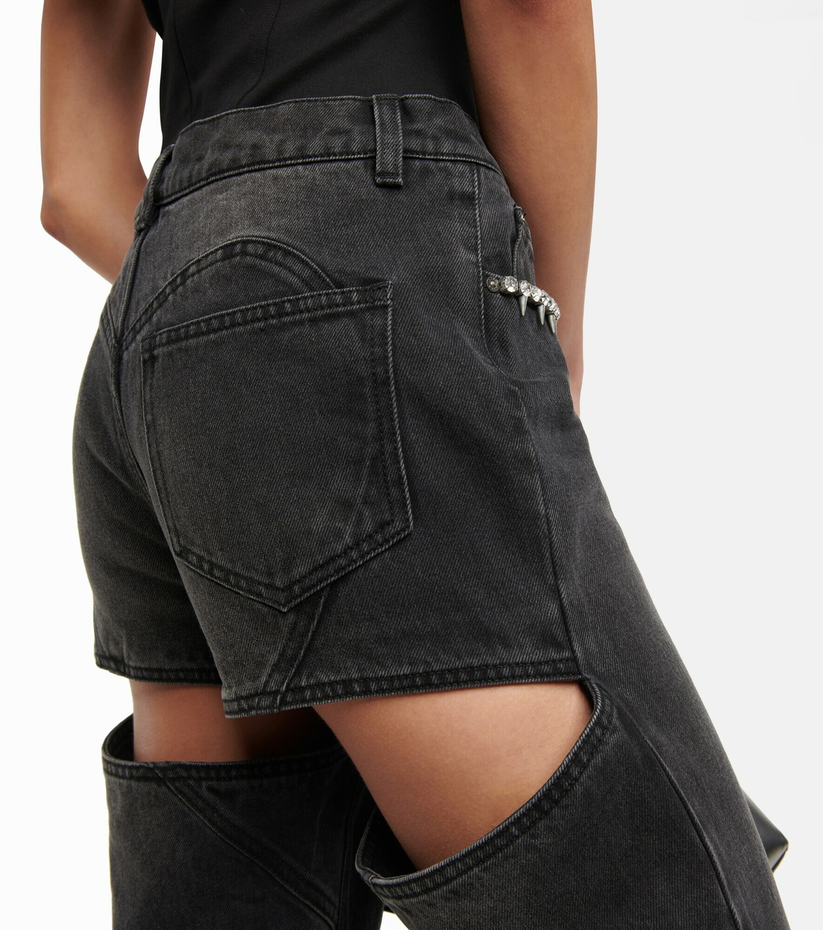 Area - Embellished cutout high-rise jeans AREA