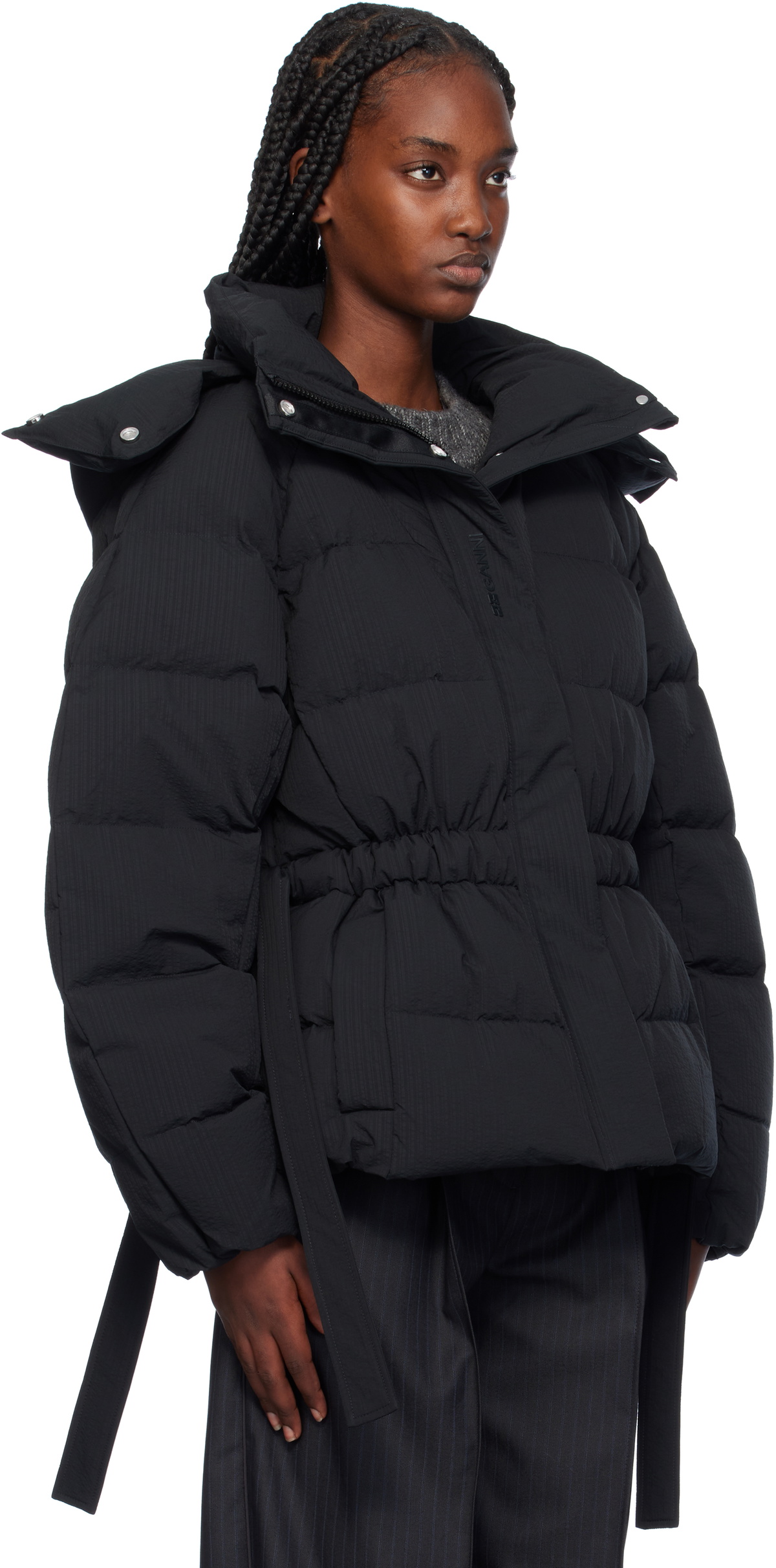 GANNI Black Tech Oversized Down Puffer Jacket GANNI